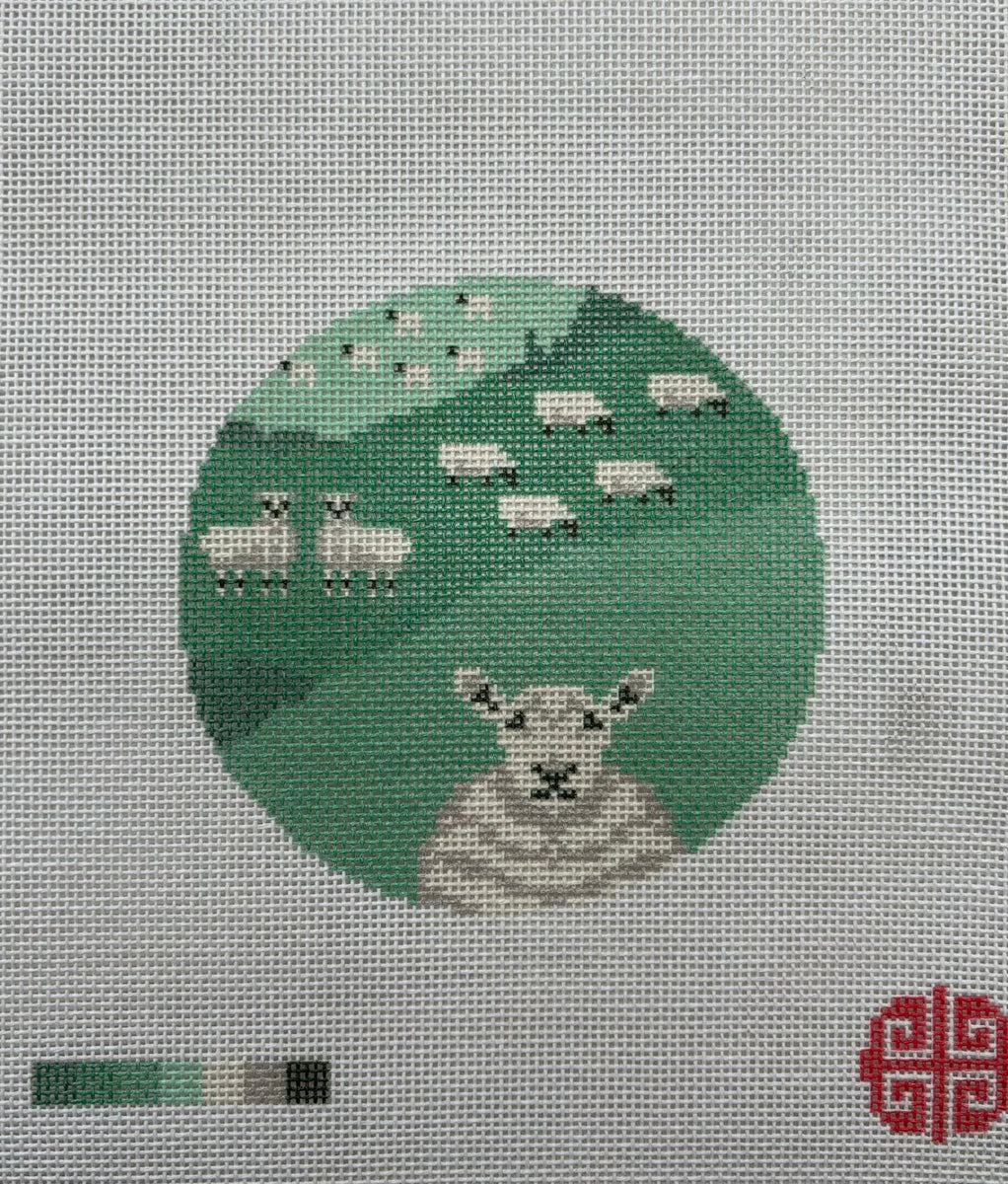 English Sheep 4" Round 18 mesh needlepoint kit – Jenny Henry Designs
