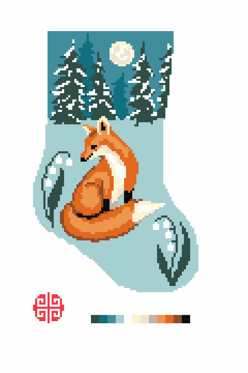 Holiday 2025: Woodland Fox Mini Stocking 18 mesh – Jenny Henry Designs